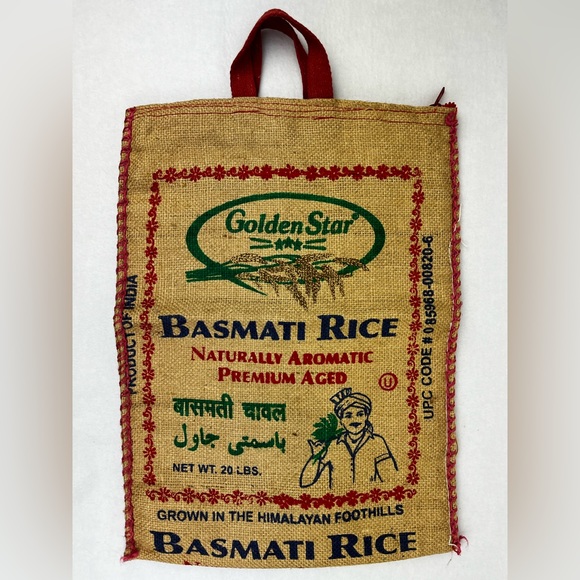 Hand Crafted | Bags | Vintage Upcycled Golden Star Basmati Rice Burlap ...